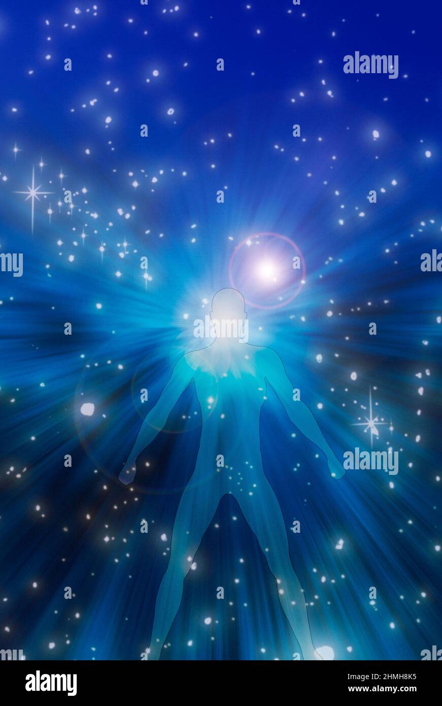 man silhouette and starry sky, inner energy concept Stock Photo - Alamy