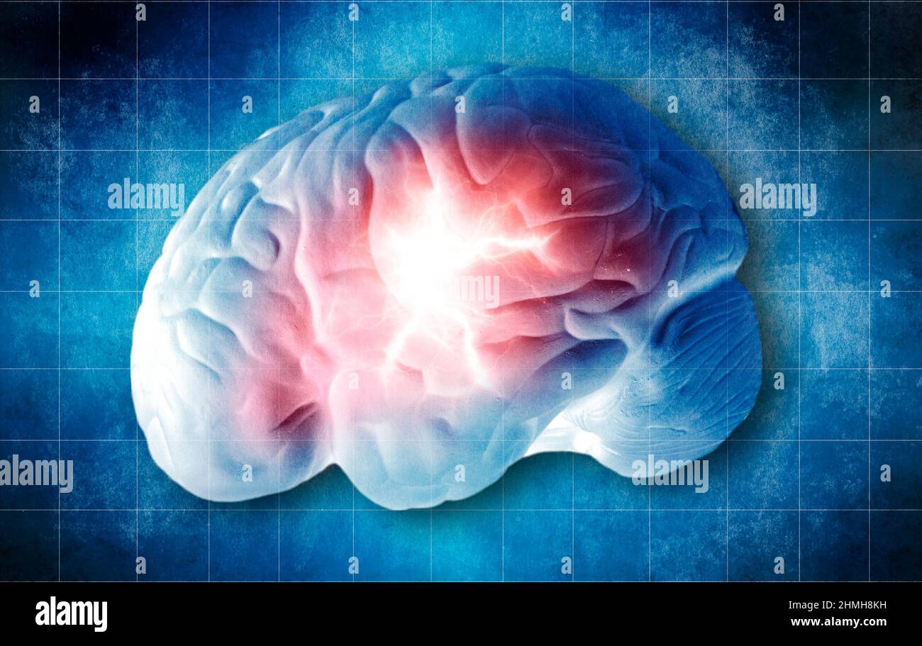 human brain and electric waves, concept for neuroscience and brain ...