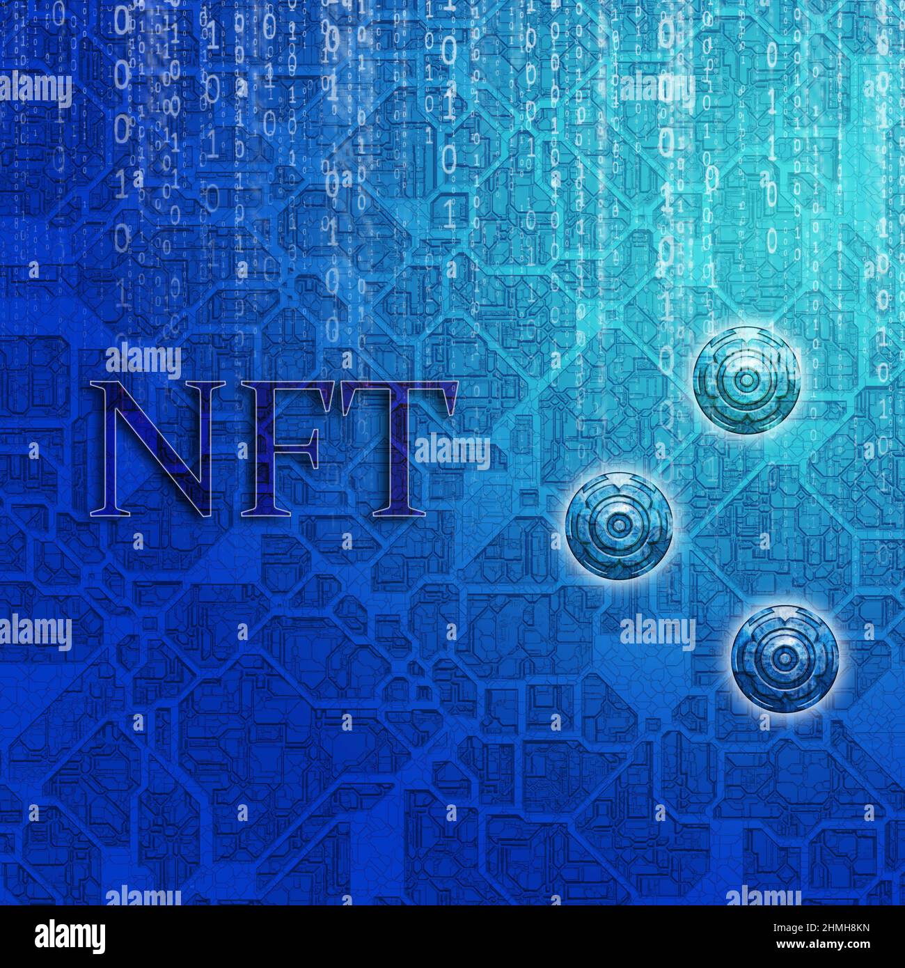 NFT or Non Fungible Tokens concept illustration Stock Photo - Alamy