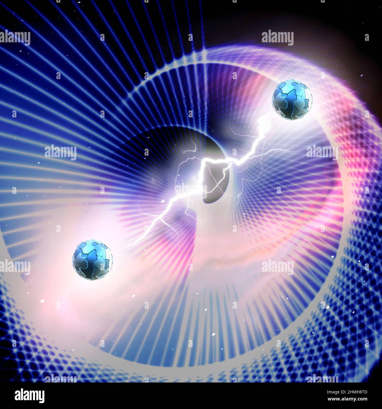illustration of quantum physics and quantum entanglement Stock Photo ...