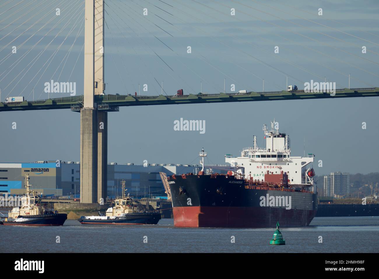 The oil tanker Alexandros leaving Purfleet docks, Port of London Stock ...