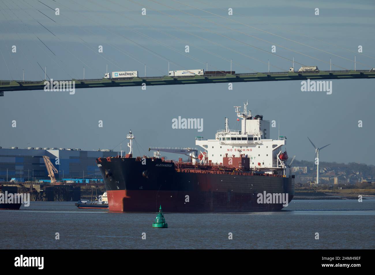 The oil tanker Alexandros leaving Purfleet docks, Port of London Stock ...