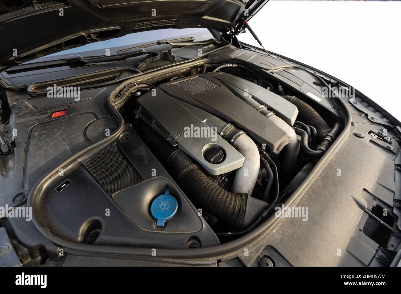 Cleaning, washing with a special composition of the engine compartment ...