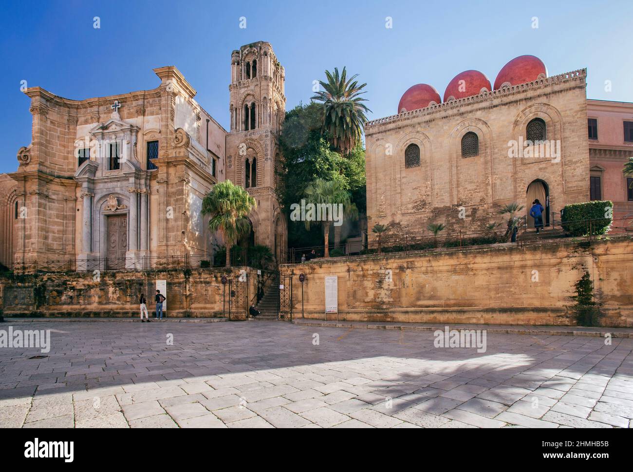 Piazza Bellini with the churches of Santa Maria dell`Ammiraglio ...