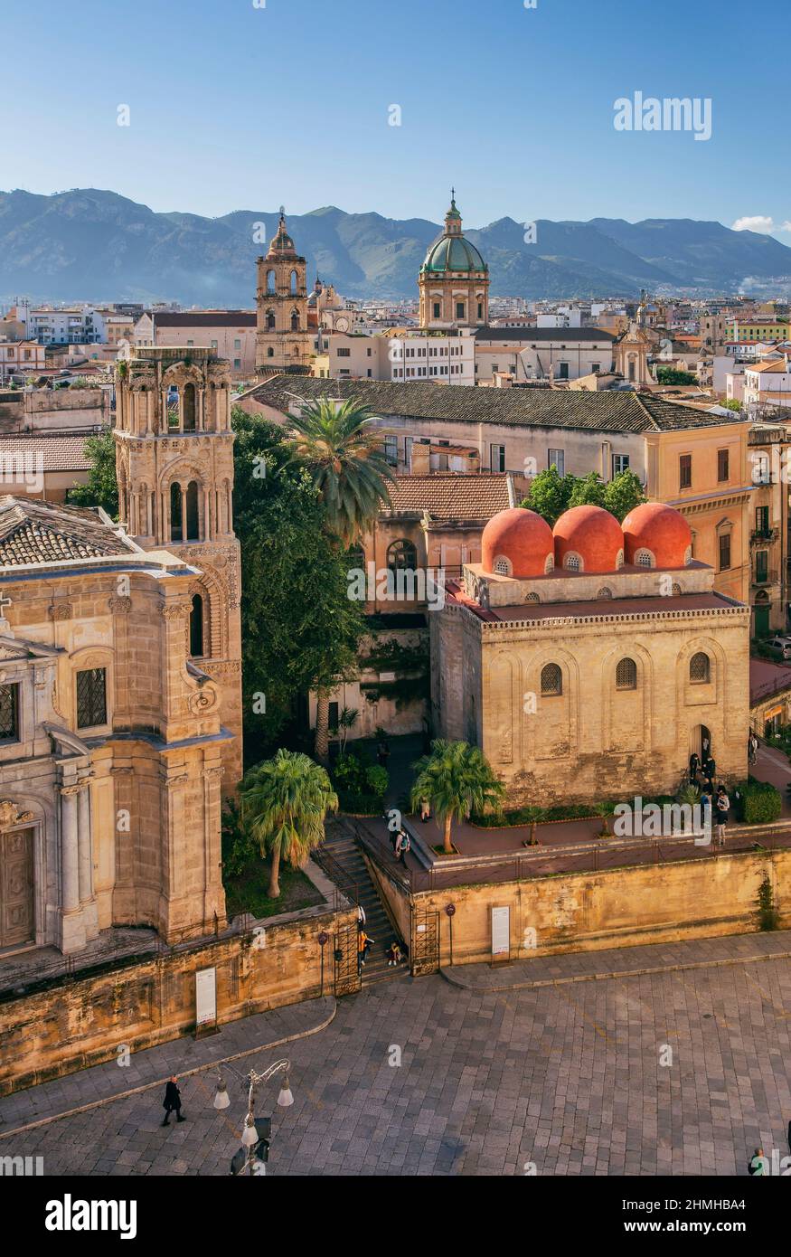 Piazza Bellini with the churches of Santa Maria dell`Ammiraglio ...