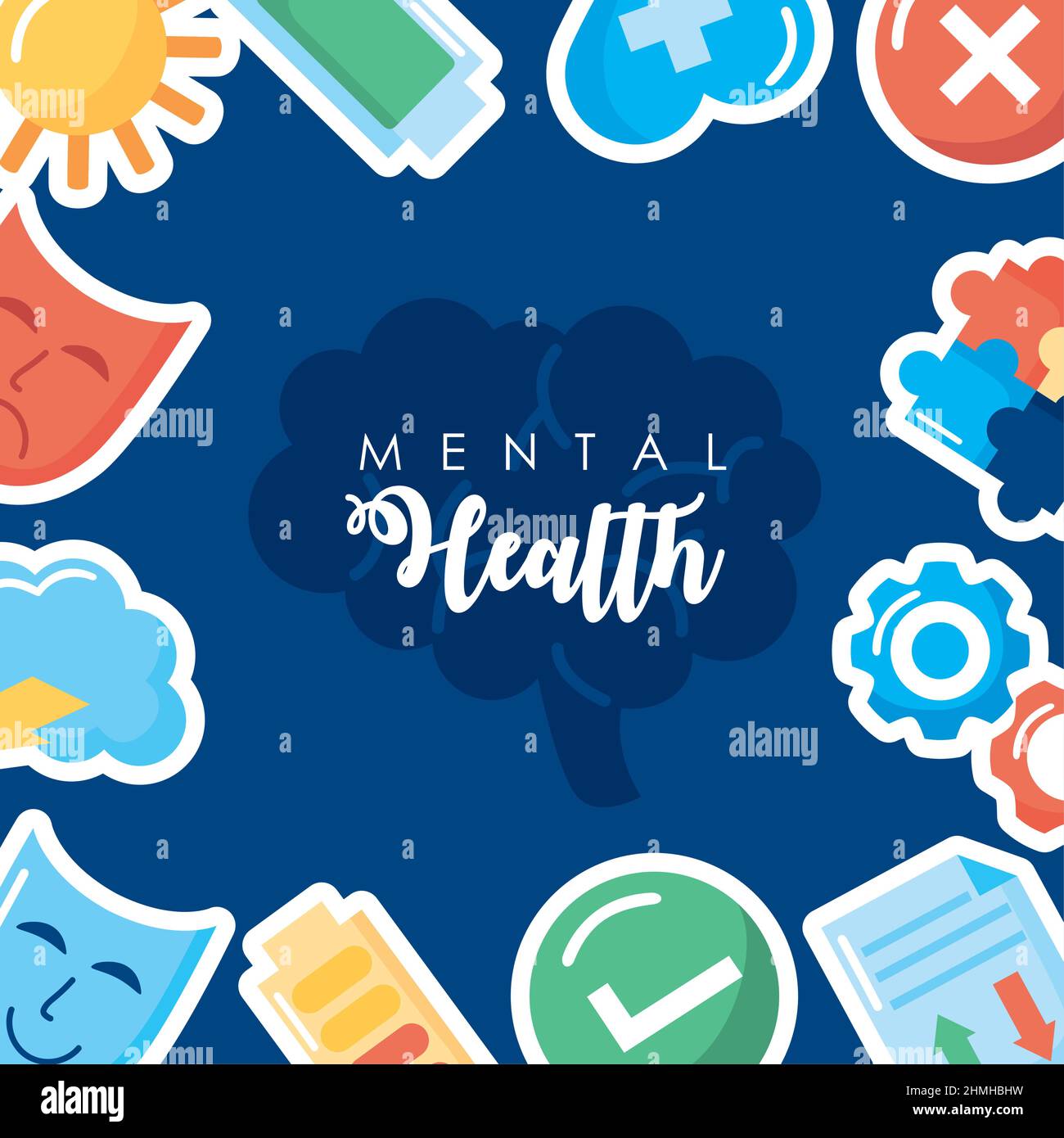 mental health frame set icons Stock Vector Image & Art - Alamy