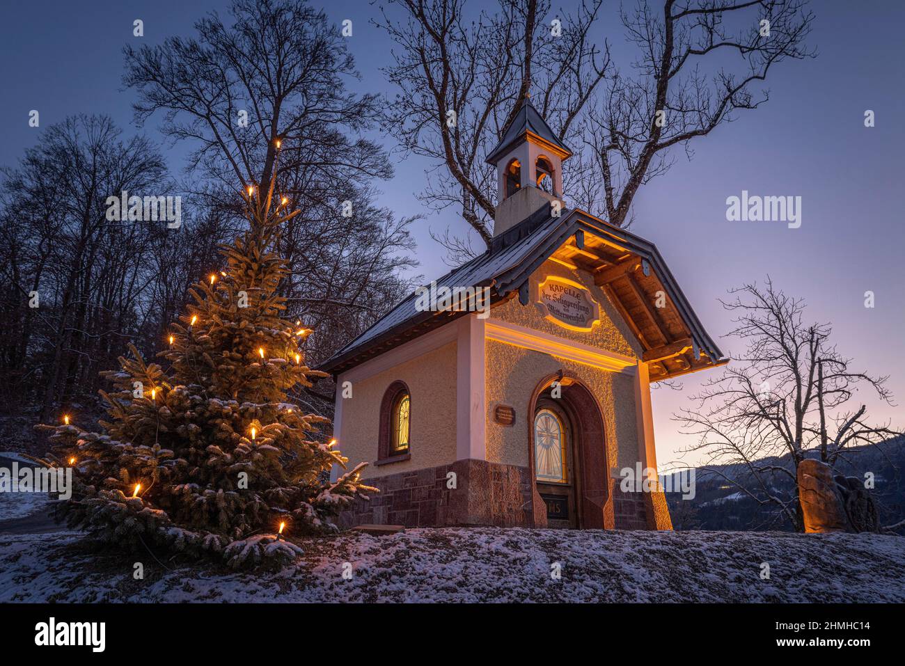 Chapel of the Beatitudes on the Lockstein at Christmas time Stock Photo ...