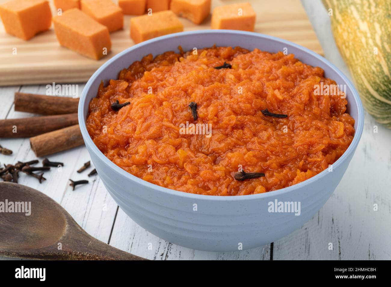 Traditional brazilian pumpkin sweet dessert with cloves and cinnamon ...
