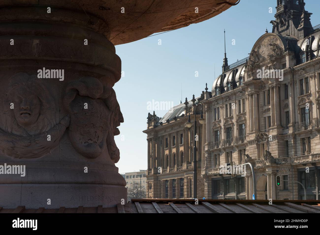 Munich, city center, Wittelsbach fountain, Lenbachplatz Stock Photo - Alamy
