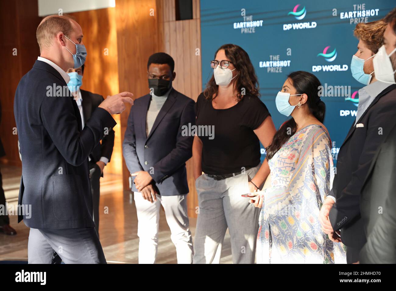 The Duke of Cambridge speaks with David Auerbach from Sanergy, Olugbenga Olubanjo from Reeddi ...