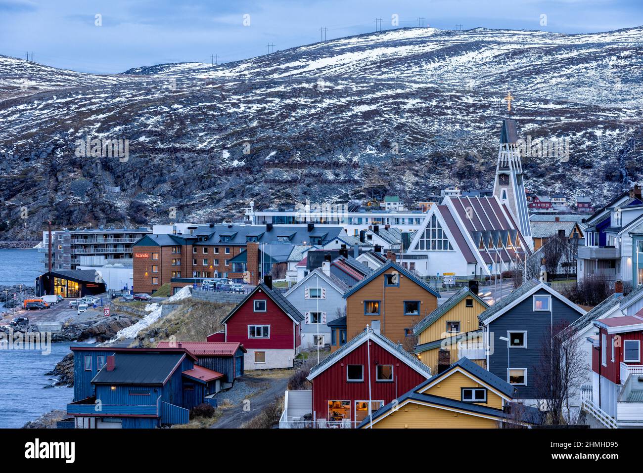 The town of Hammerfest in winter in Northern Norway Stock Photo - Alamy