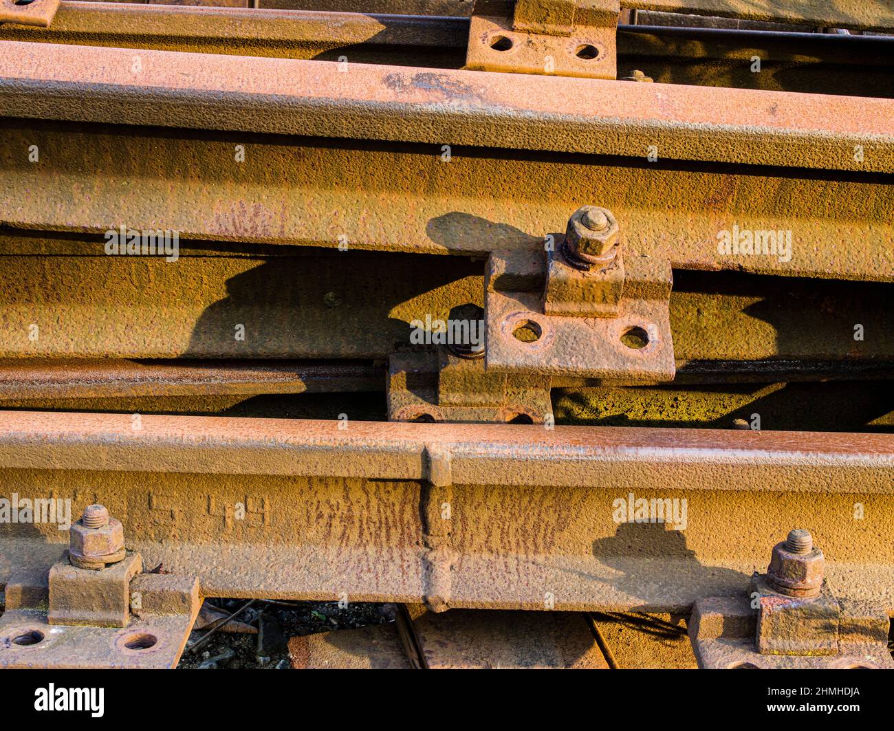 Old rusty train tracks Stock Photo - Alamy