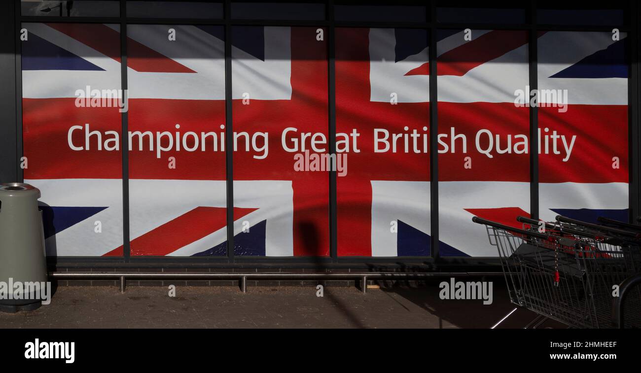 Aldi poster about championing Great British quality using Union Jack ...