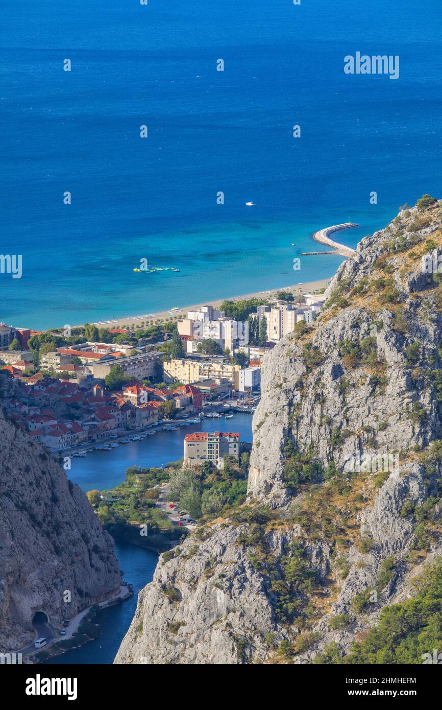Croatia, Split Dalmatia County, Omis coastal town, summer resort on the ...
