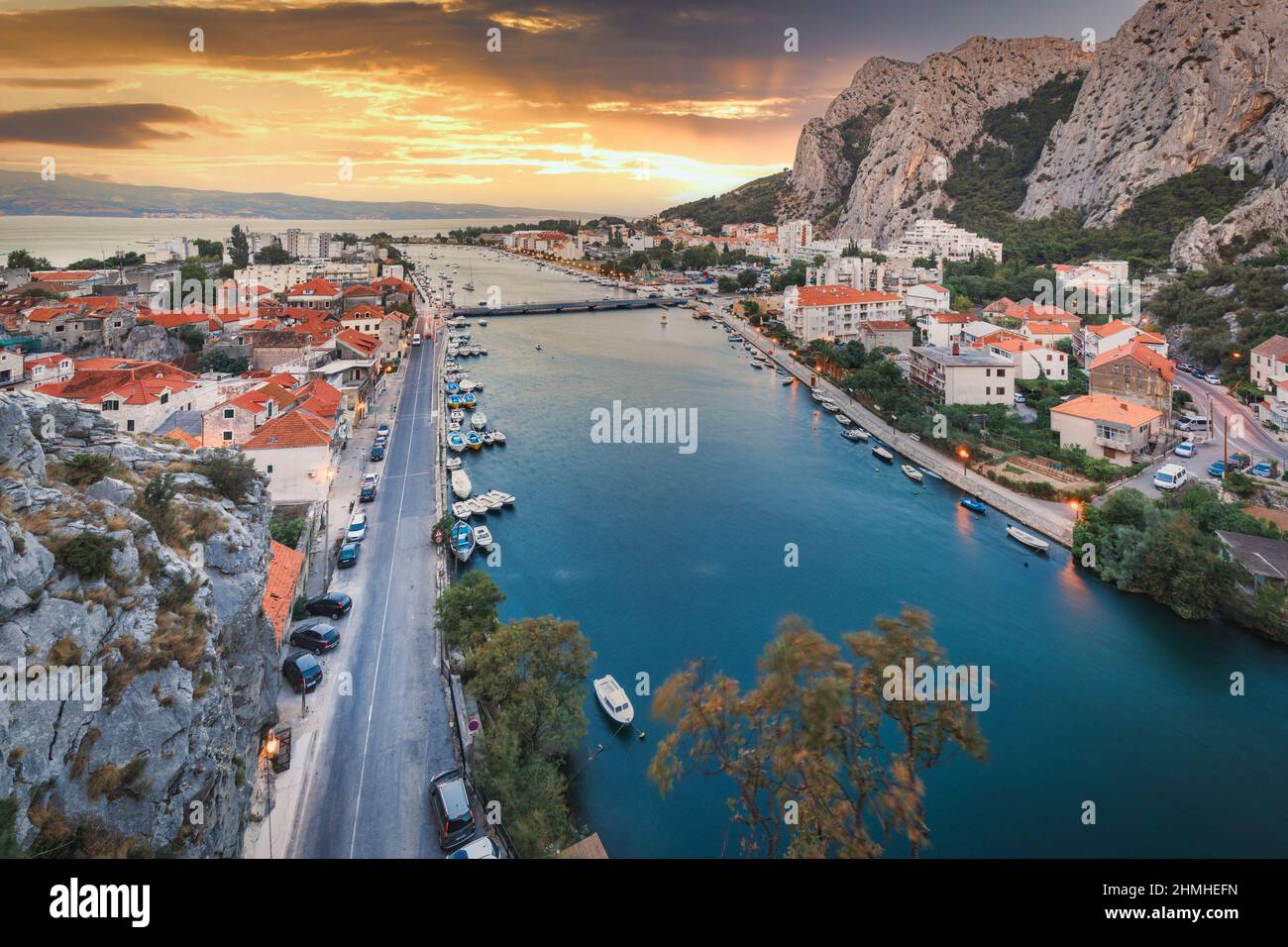 Croatia, Split Dalmatia County, Omis coastal town, summer resort on the ...