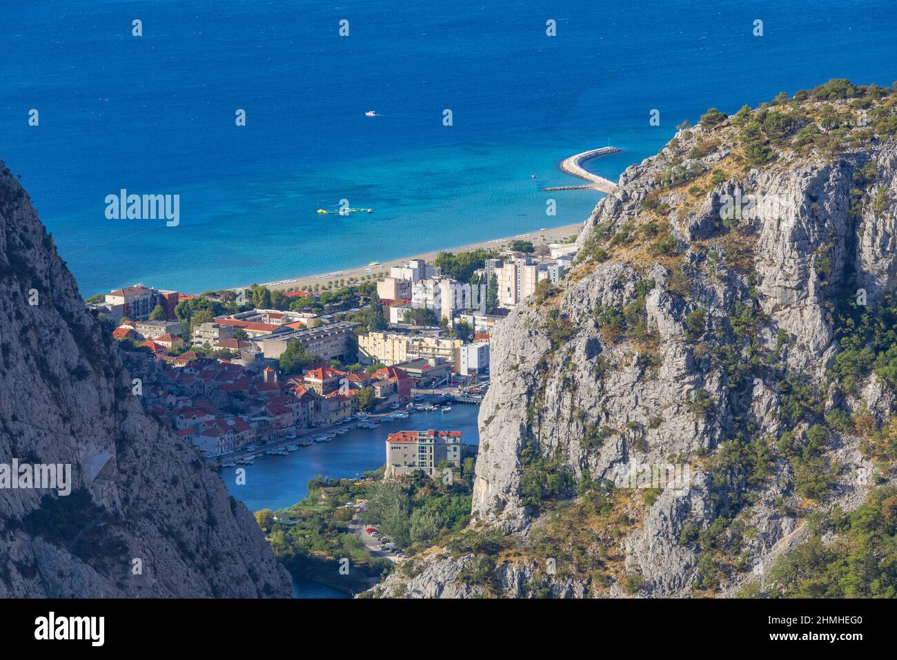 Croatia, Split Dalmatia County, Omis coastal town, summer resort on the ...