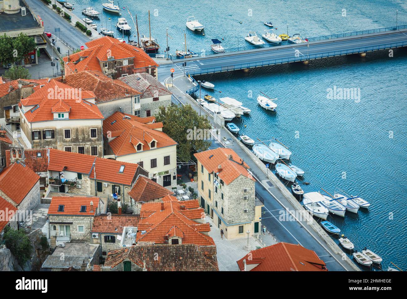 Croatia, Split Dalmatia County, Omis coastal town, summer resort on the ...