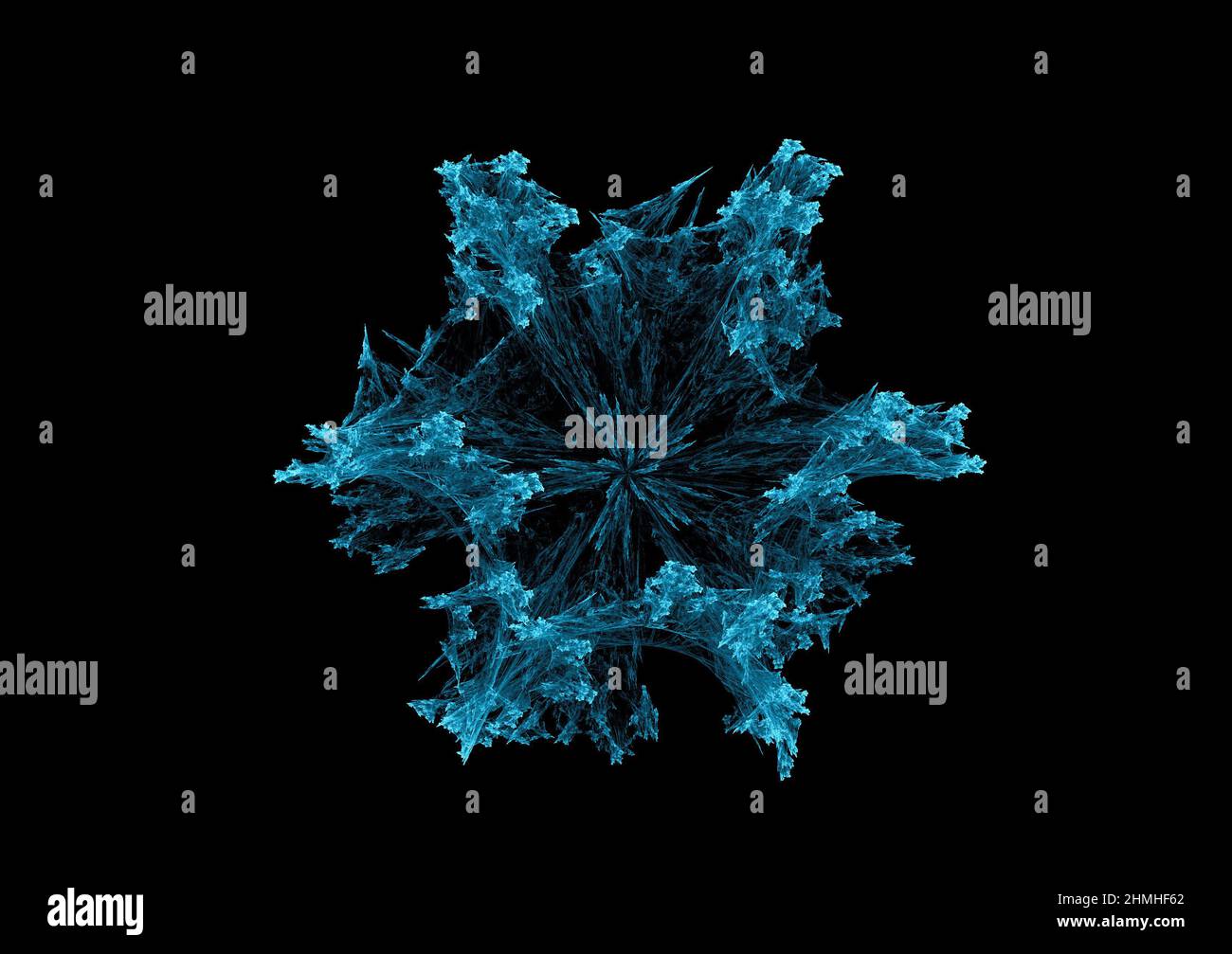 3d rendering fractal ice crystal. Abstract design and shapes, computer ...