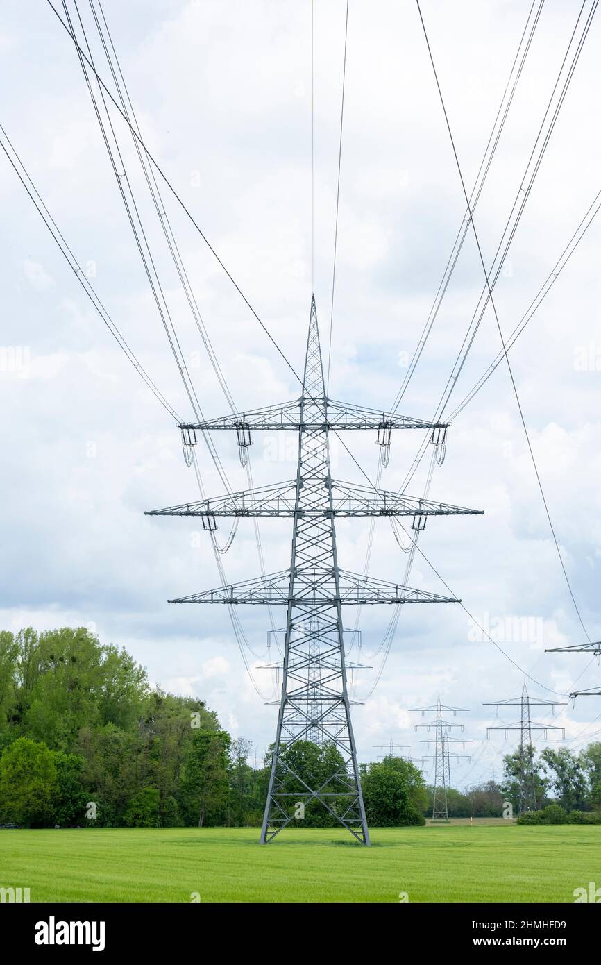Power lines, power poles in the countryside Stock Photo - Alamy