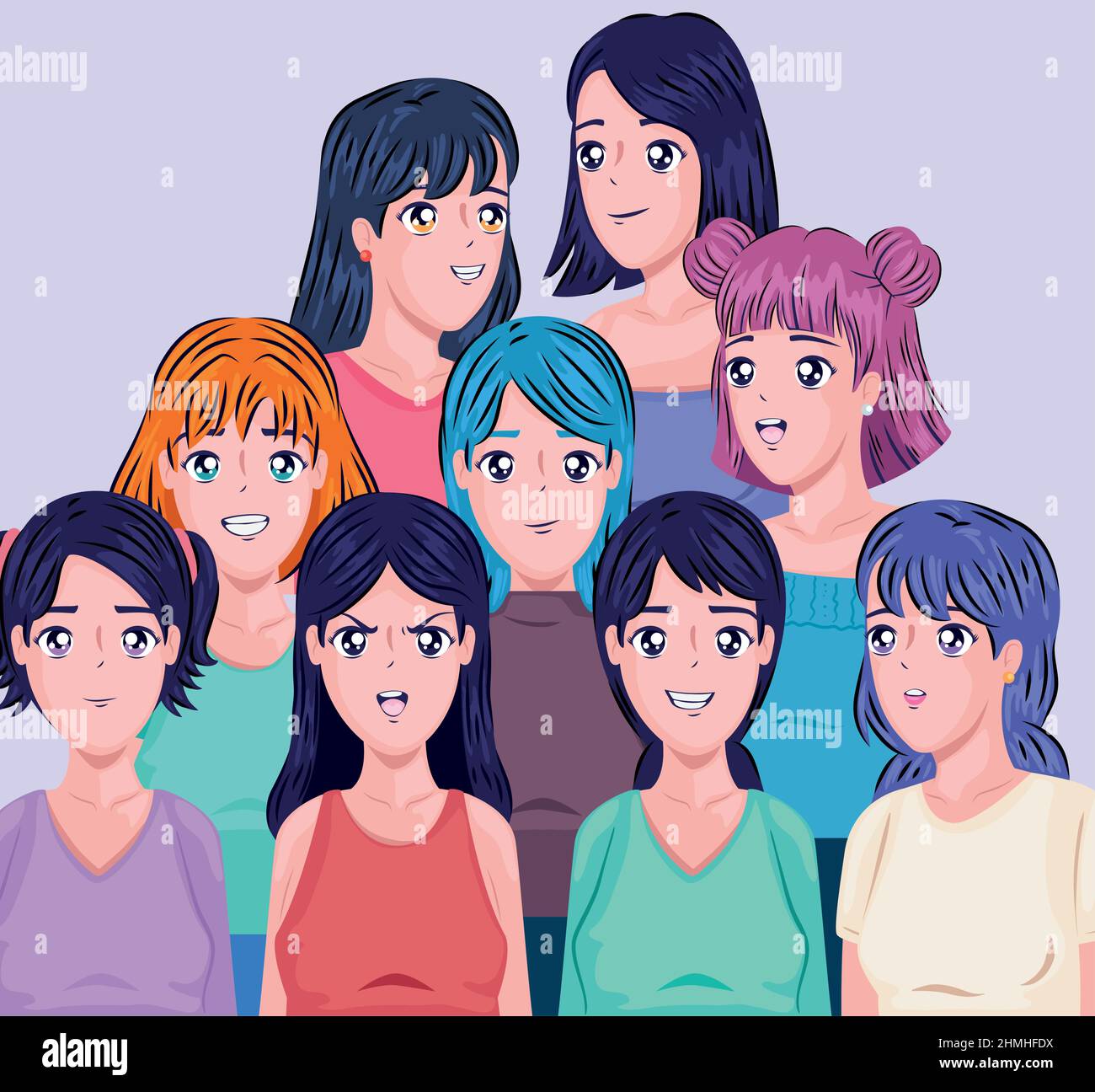 anime women in different poses Stock Vector Image & Art - Alamy