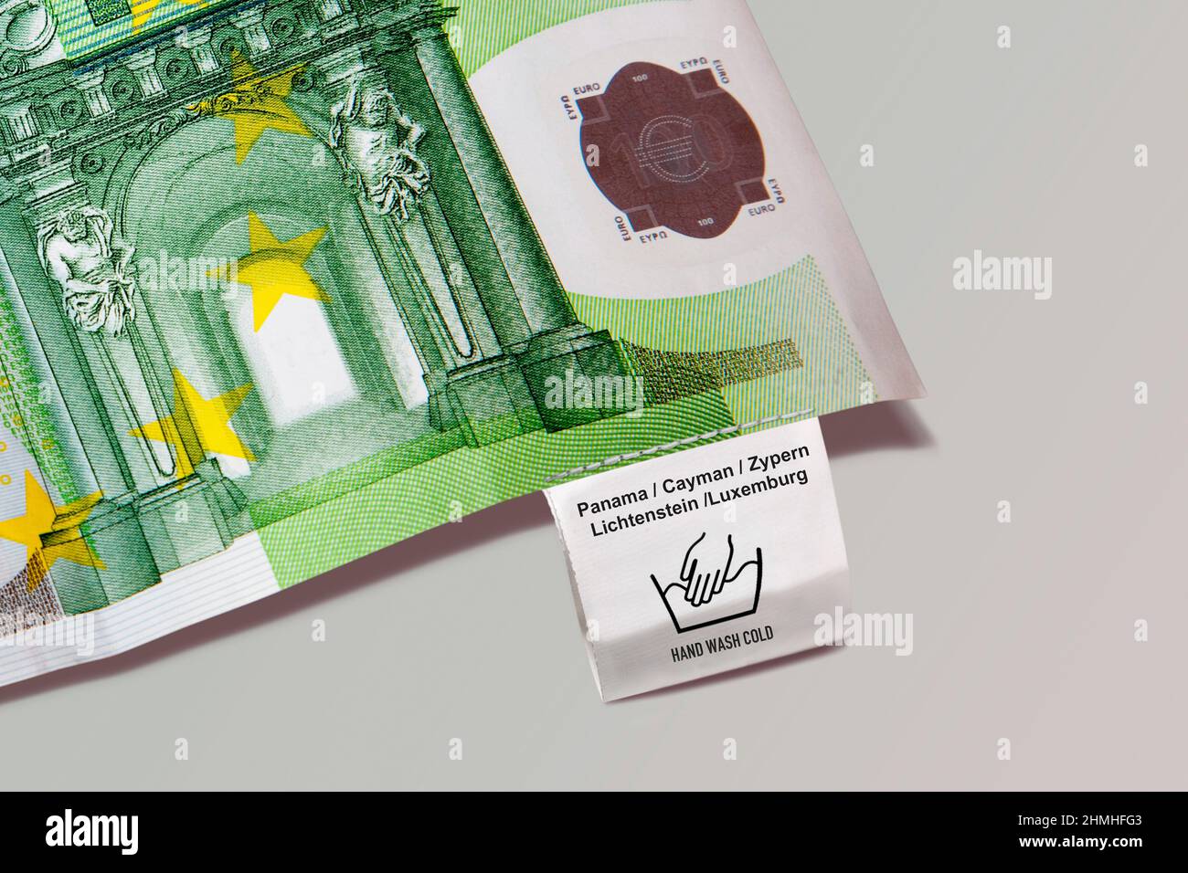 Euro banknote with washing instructions Stock Photo - Alamy