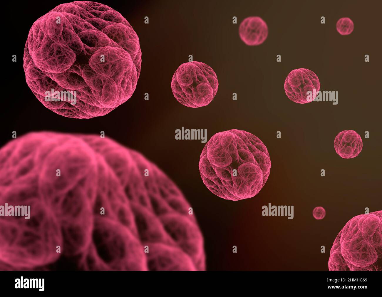 different viruses or bacteria scatter around. 3d rendering fractal ...