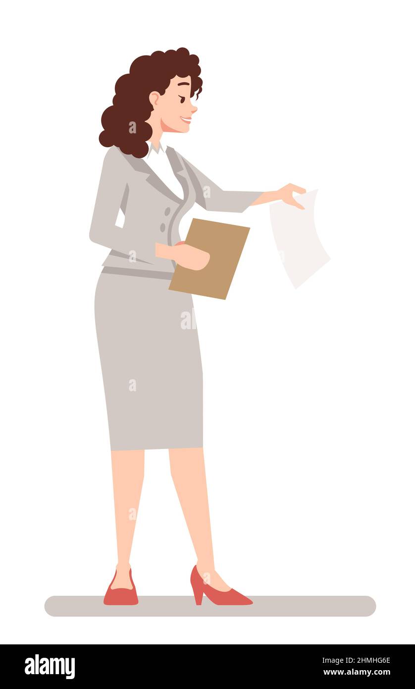 Secretary semi flat RGB color vector illustration Stock Vector Image ...