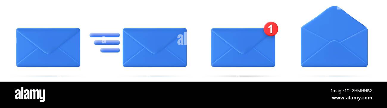 3d closed mail envelope icon set Stock Vector Image & Art - Alamy