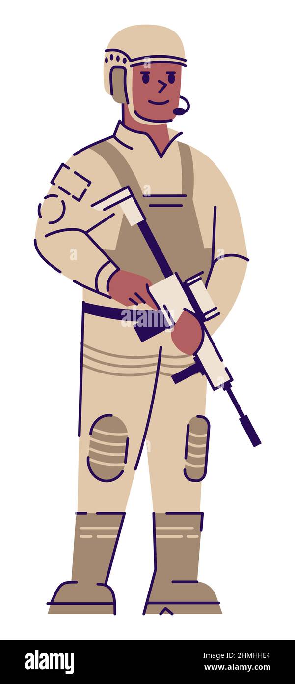 Full-time soldier semi flat RGB color vector illustration Stock Vector ...