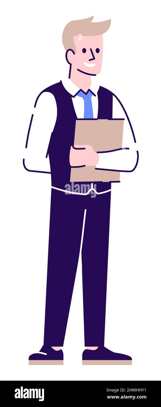 Waiter position semi flat RGB color vector illustration Stock Vector ...