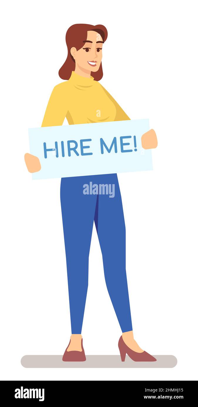 Looking for employment opportunities semi flat RGB color vector ...