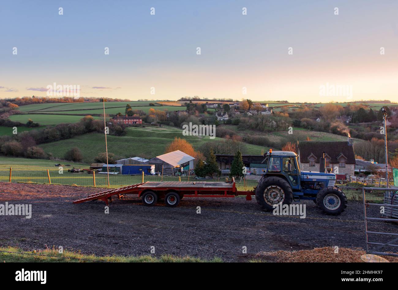 inglesbatch farm sunset bath englishcombe Stock Photo - Alamy