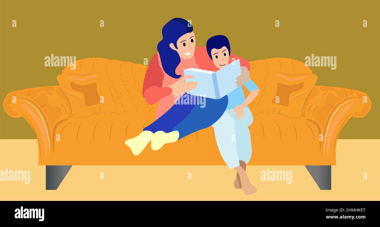 Image of family embracing on green background Stock Photo - Alamy