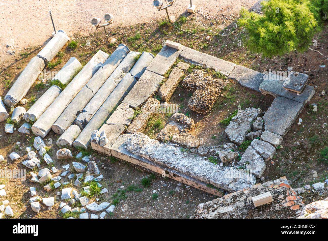 Details figures sculptures columns of the Acropolis of Athens with amazing and beautiful ruins ...