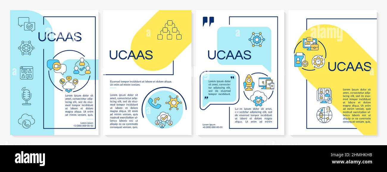 UCaaS blue and yellow brochure template Stock Vector Image & Art - Alamy