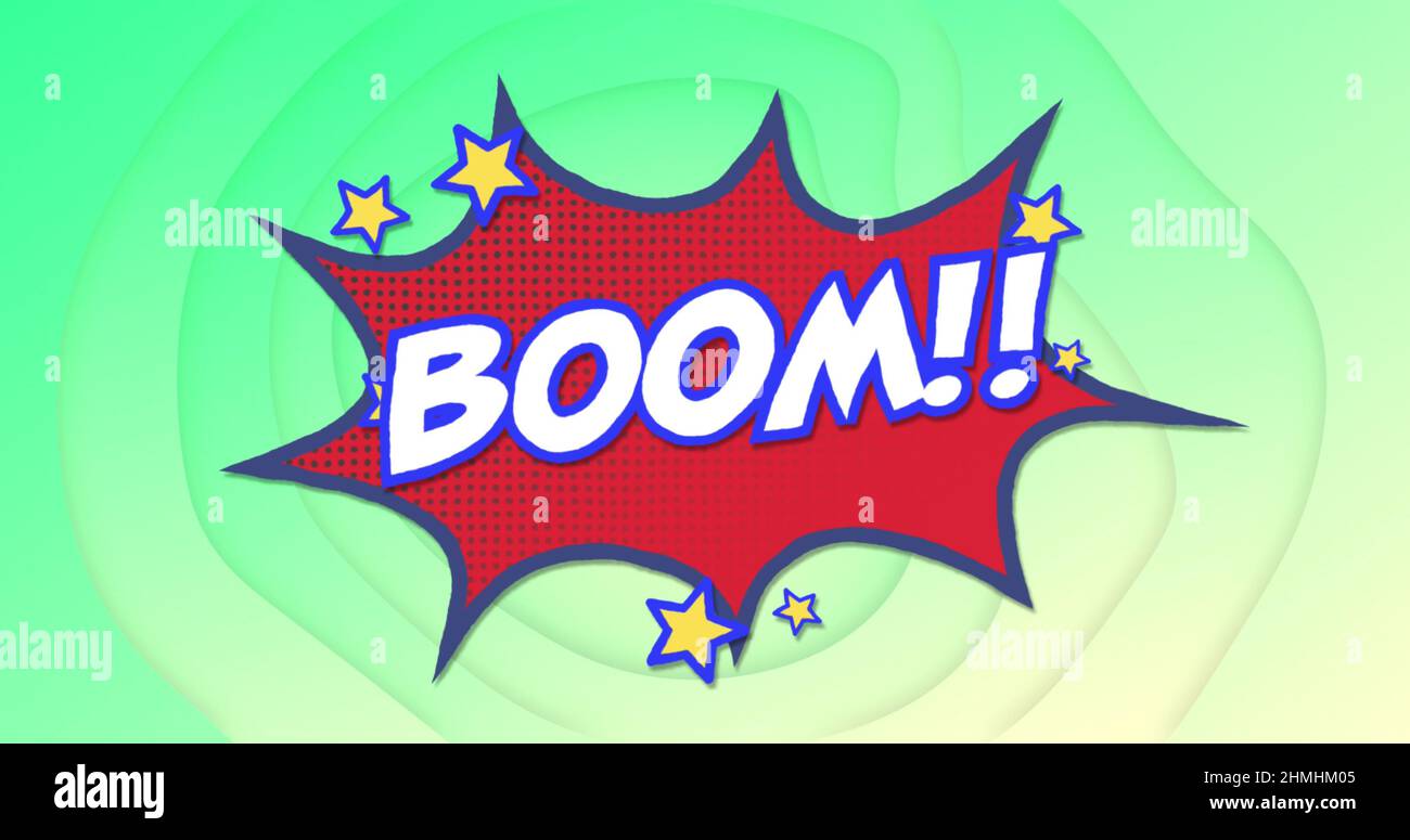 Image of boom text in heart over green background Stock Photo - Alamy
