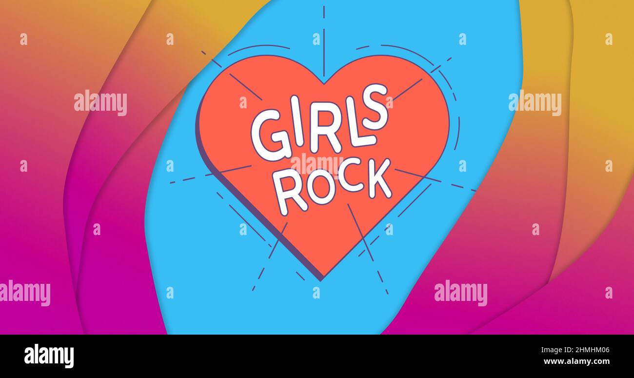 Image of girls rock text in heart on red background Stock Photo - Alamy