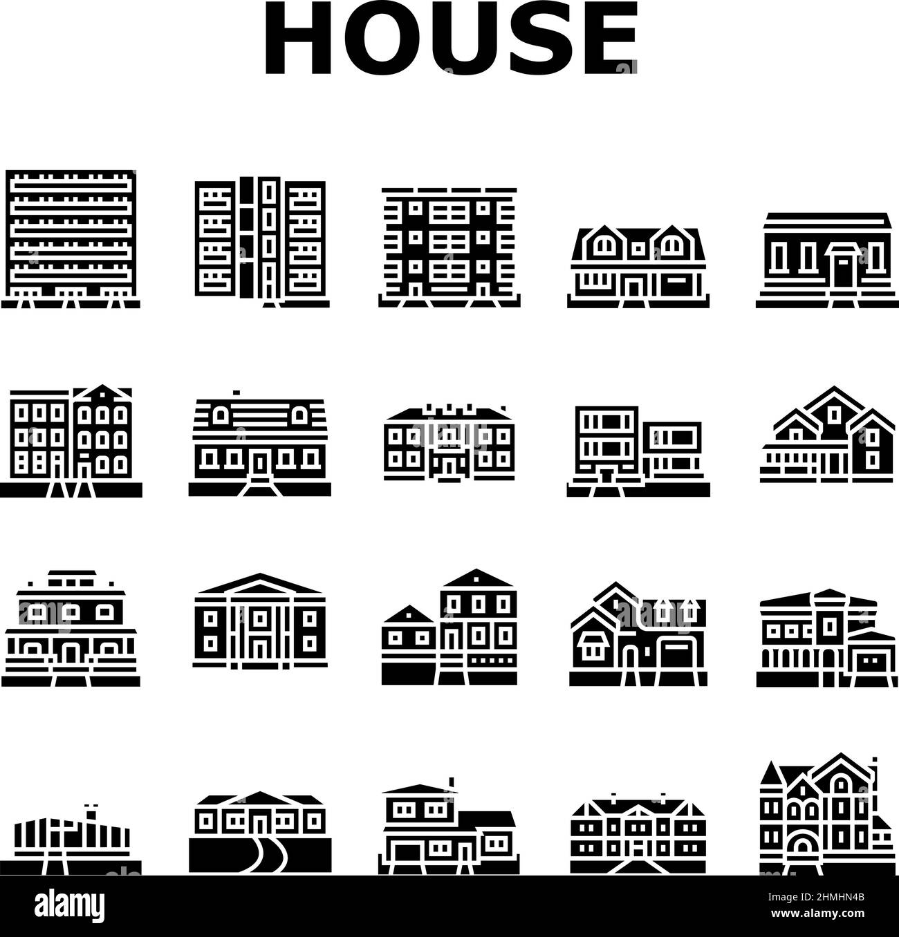 House Architectural Exterior Icons Set Vector Stock Vector Image & Art ...