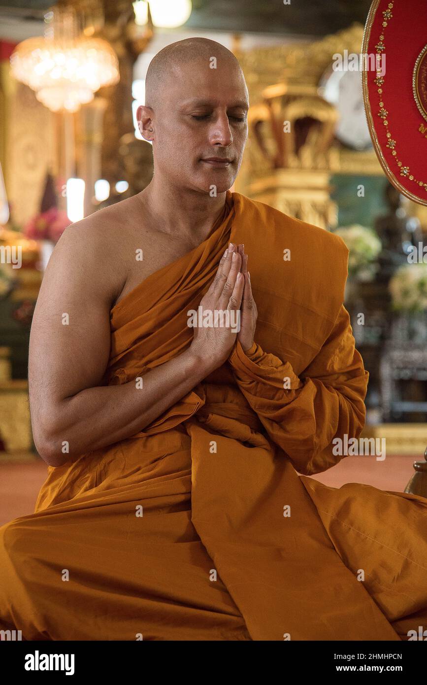 Famous Indian actor Gagan Malik, prays during the Buddhist monk ...