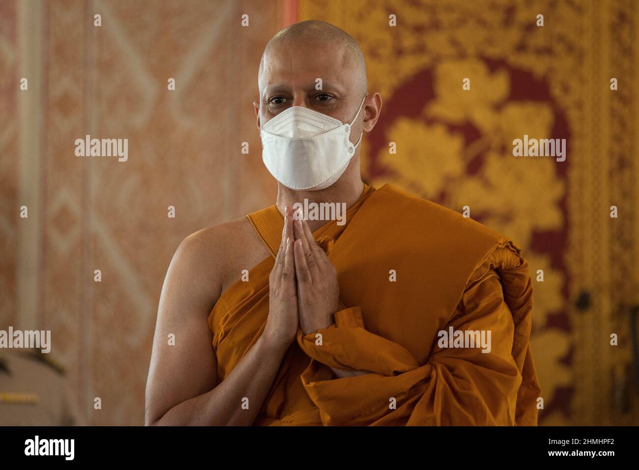 Famous Indian actor Gagan Malik, pays respect during the Buddhist monk ...