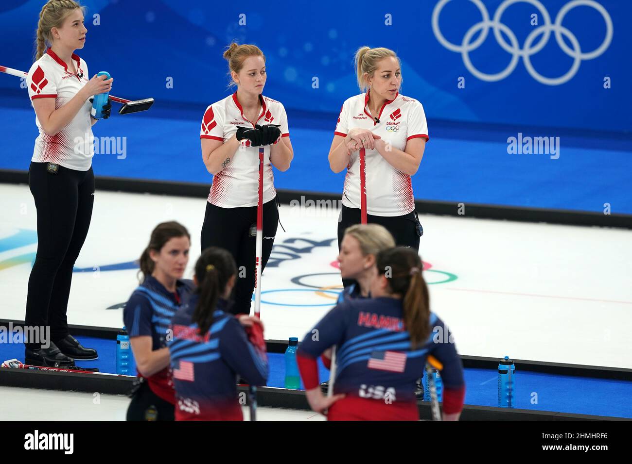 Denmark's My Larsen, Mathilde Halse and Denise Dupont look on during ...