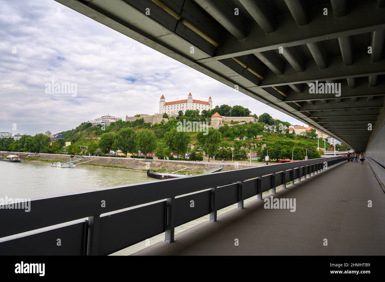 BRATISLAVA, SLOVAKIA - JULY 9, 2019: View along footpath on Most SNP ...