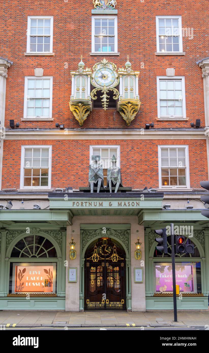 10 February 2022. The frontage of Fortnum and Mason luxury store in ...