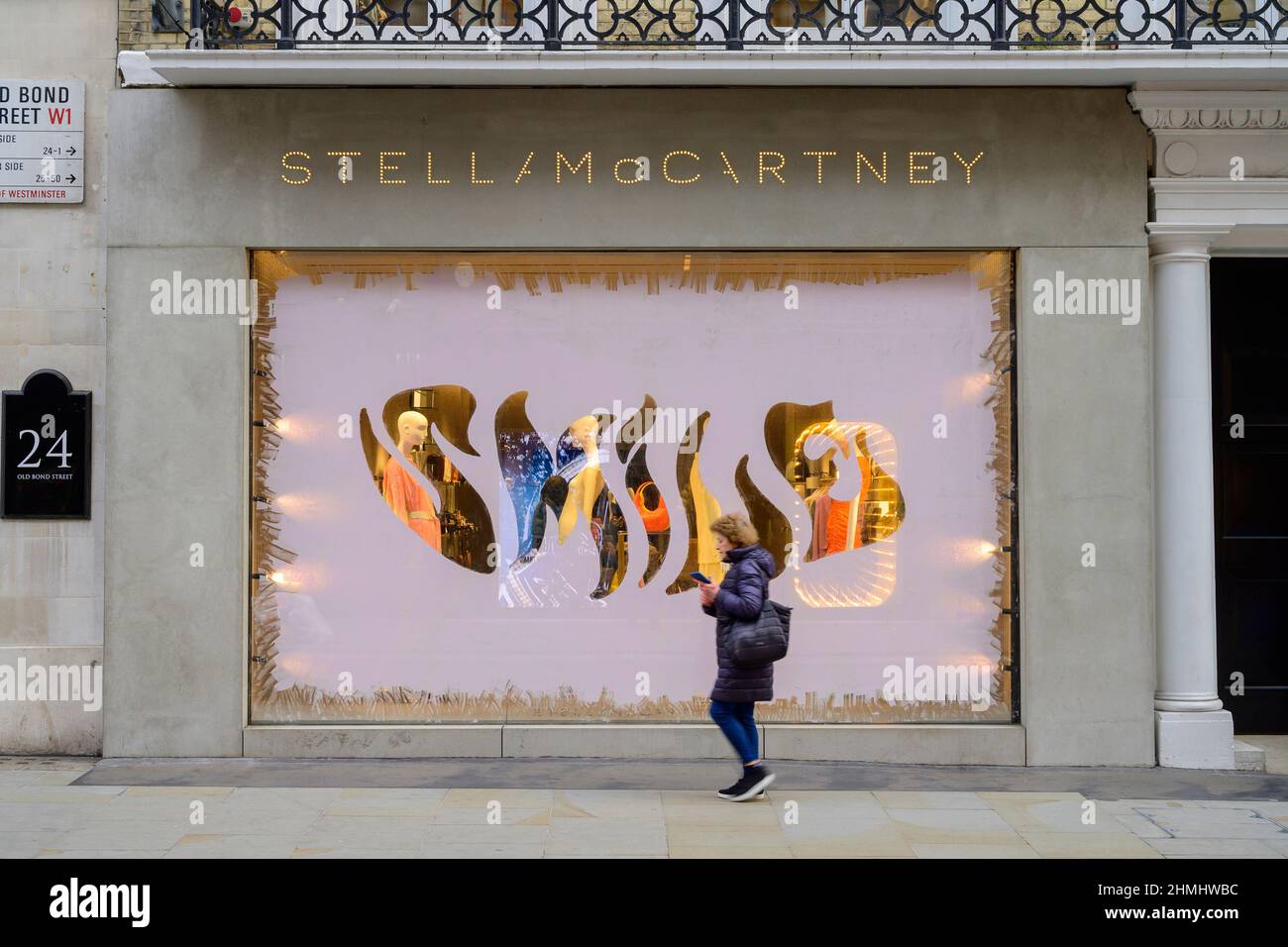 10 February 2022. SMILE window display on the Stella McCartney fashion ...