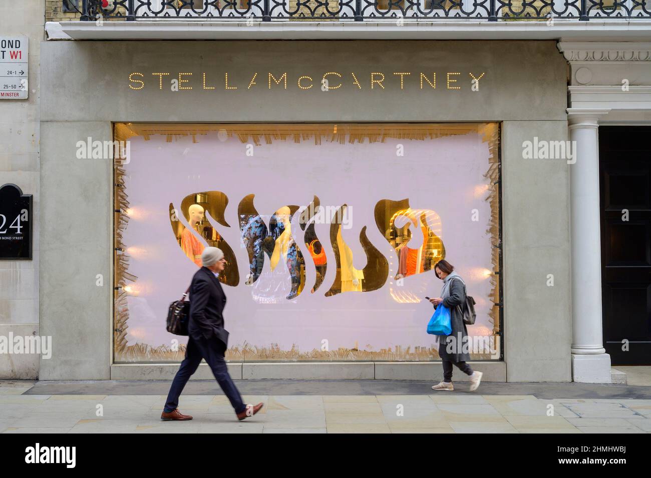 10 February 2022. SMILE window display on the Stella McCartney fashion ...