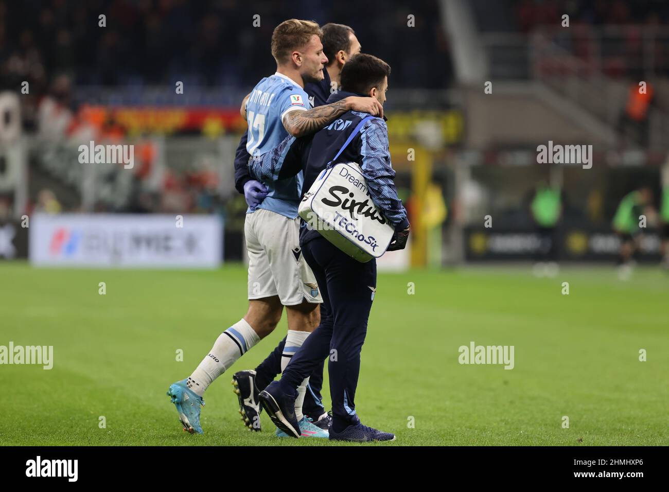 Ciro Immobile of SS Lazio injured during the Coppa Italia 2021/22 ...
