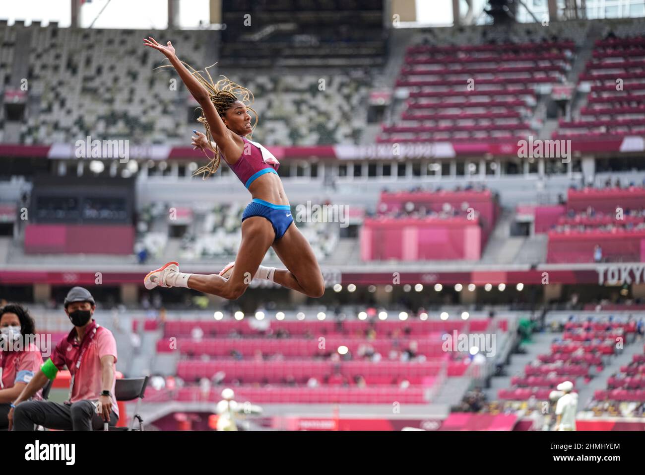 Tara Davis participating in the Tokyo 2020 Olympic Games in the long ...