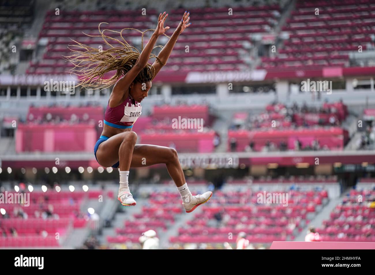 Tara Davis participating in the Tokyo 2020 Olympic Games in the long ...