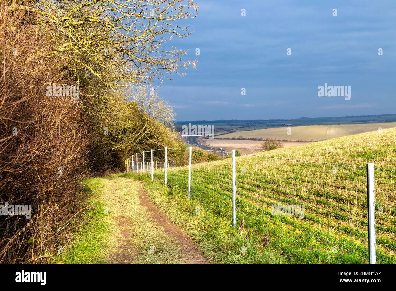 Countryside and path around the Weston Hills Nature Reserve, Baldock ...