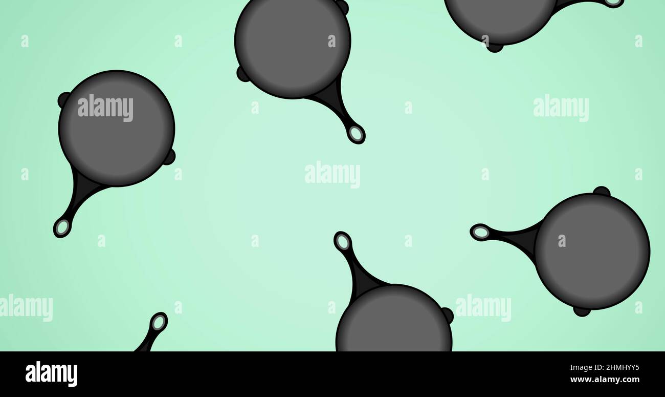 Composition of pan icons on green background Stock Photo - Alamy